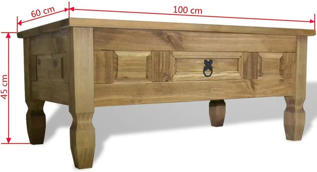 Konferenční stolek Corona z mexické borovice | 100x60x45 cm