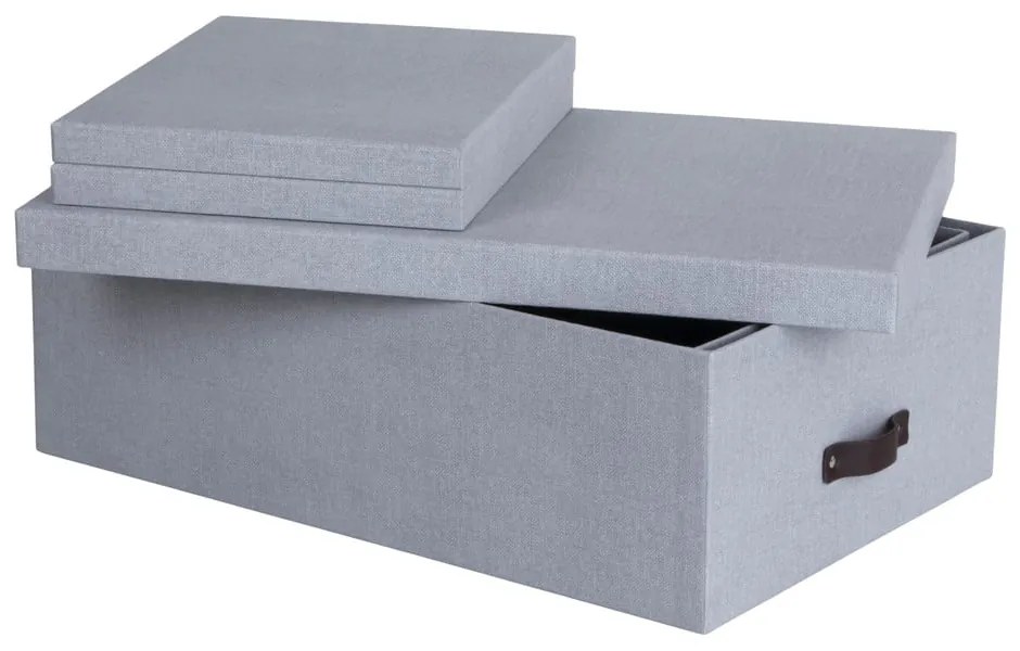 Světle šedé kartonové úložné boxy s víkem v sadě 3 ks 31x47x15 cm Inge – Bigso Box of Sweden