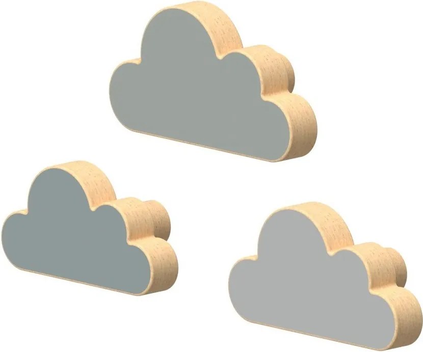 Světle modré nástěnné háčky v sadě 3 ks z bukového dřeva Cloud – Cam Cam Copenhagen