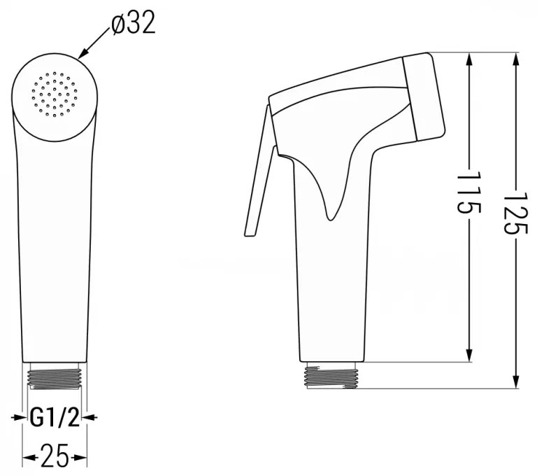 Mexen příslušenství - R-76 Ruční bidetová hlavice, 1-funkční, černá, 79576-70