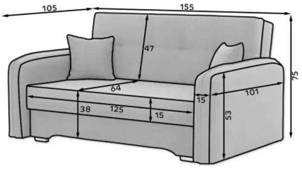 Rozkládací 2místná pohovka LAINE, světle fialová