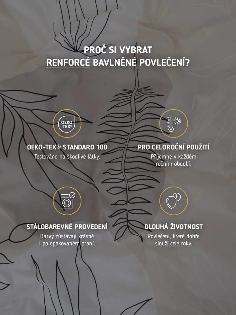 MK Lůžkoviny Francouzské bavlněné povlečení Renforcé - Adeline 220 × 200 cm, 2ks 70 x 90 cm