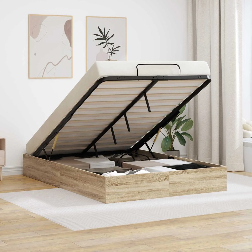 Ottoman postel Sonoma dub 203 x 140 x 25 cm Dřevěný materiál 3409231