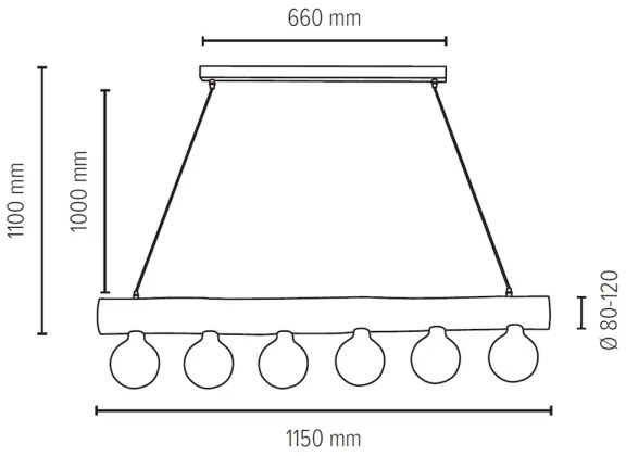 Spot-Light 69860604 - Lustr na lanku TRABO 6xE27/60W/230V