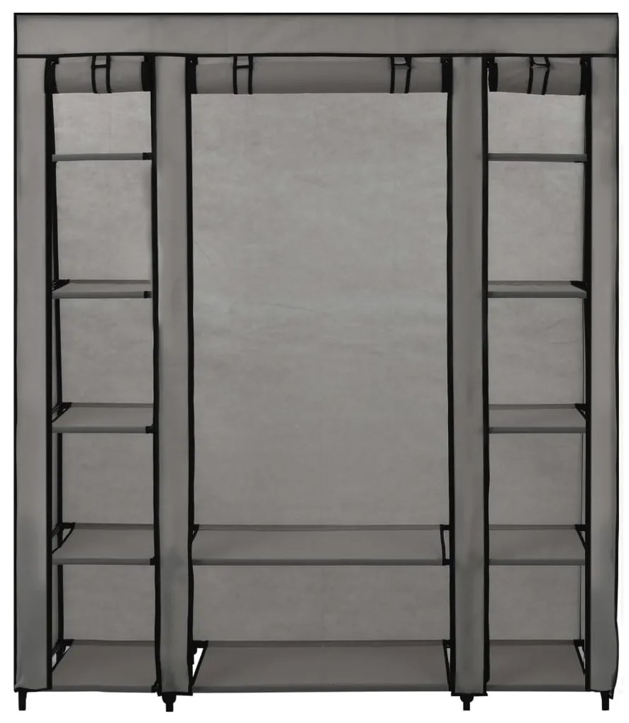 Šatní skříň s přihrádkami a tyčemi šedá 150x45x176 cm textil 282436
