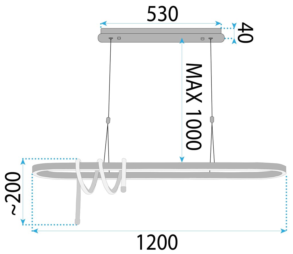 Toolight Toolight, LED stropní osvětlení 120cm, 32W, 3000K, LHJ040-CP, černá matná, OSW-50018