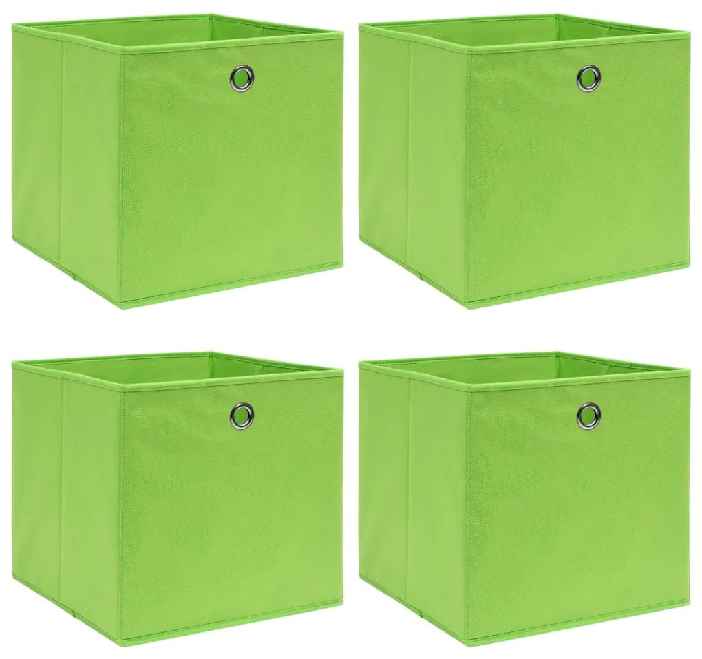 Úložné boxy 4 ks zelené 32 x 32 x 32 cm textil - Default Title