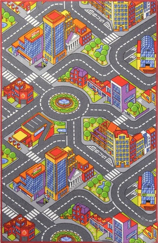 Associated Weavers koberce DOPRODEJ: 95x133 cm Dětský kusový koberec silnice Big City - 95x133 cm