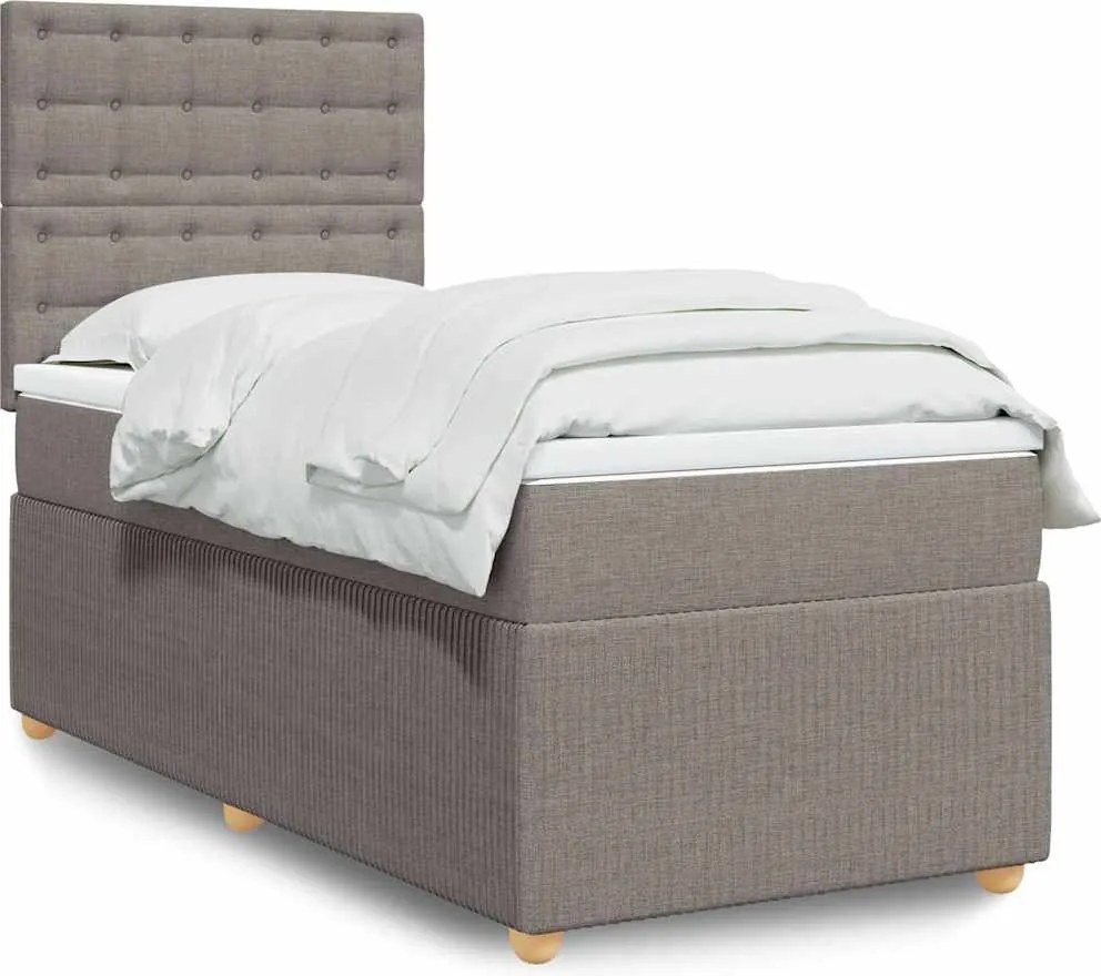 Box spring postel s matrací taupe 100 x 200 cm textil 3294285