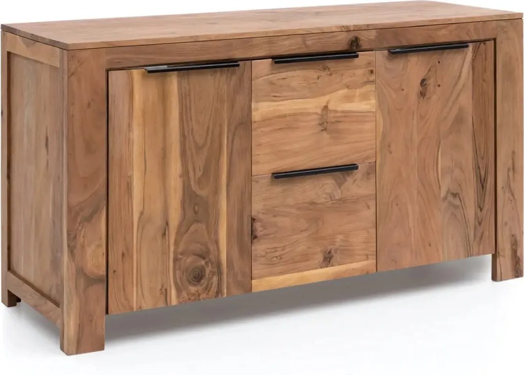 furniture-nabytek.cz - Koupelnový set Osvaro akácie - Černé kovové úchytky