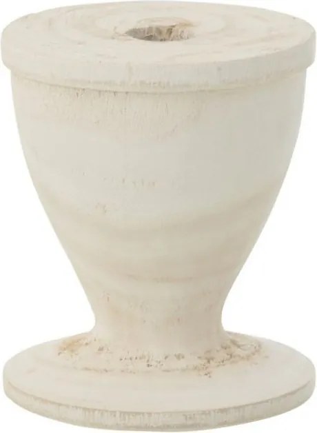 Bílý antik dřevěný veliký svícen na úzkou svíčku L – Ø 12*15 cm