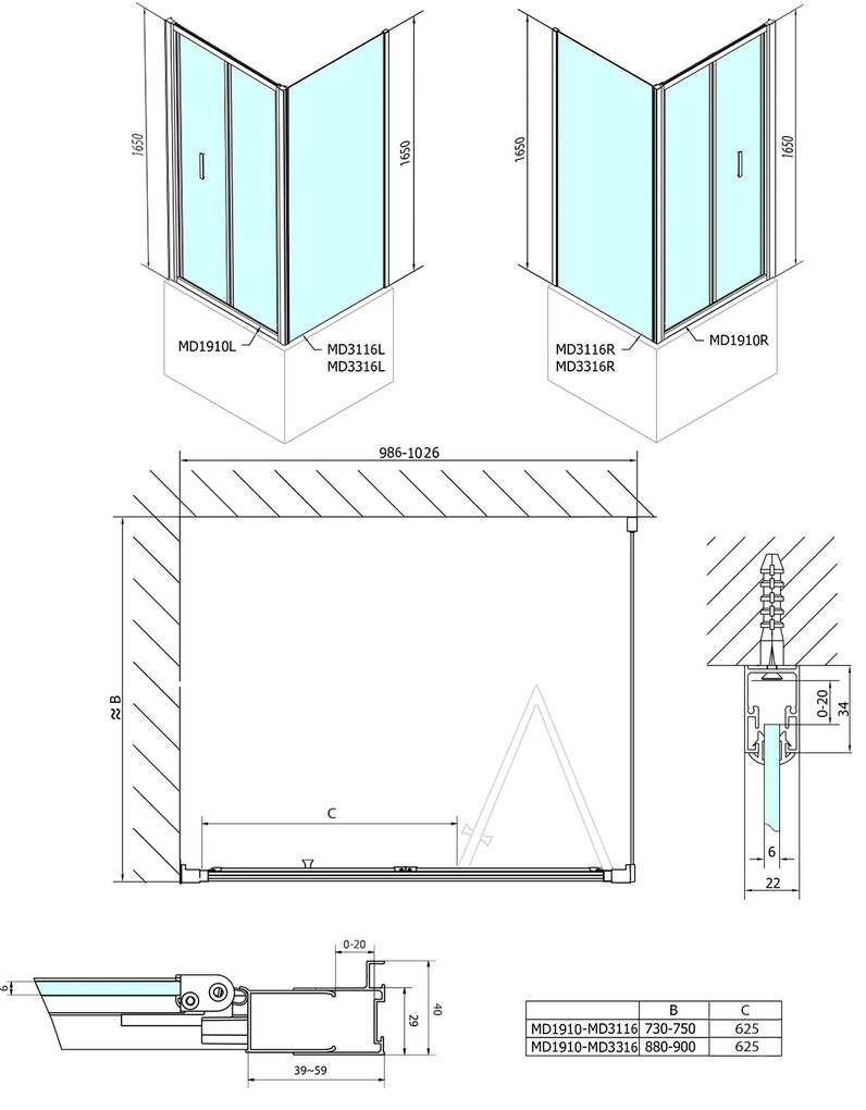 Polysan DEEP 1000 x 750 mm MD1910MD3116 sprchový kout