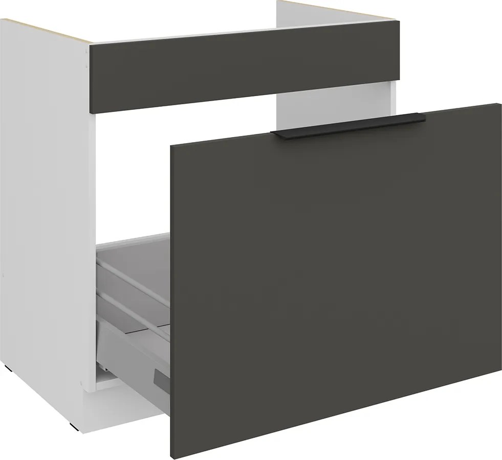 ARIA po | dolní skříňka 80 ZL 1S dřezová | 80 cm | PREMIUM BOX | bílá/šedá grafit