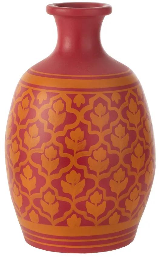 OnaDnes -20% Růžová keramická váza J-Line Floryn 43 cm