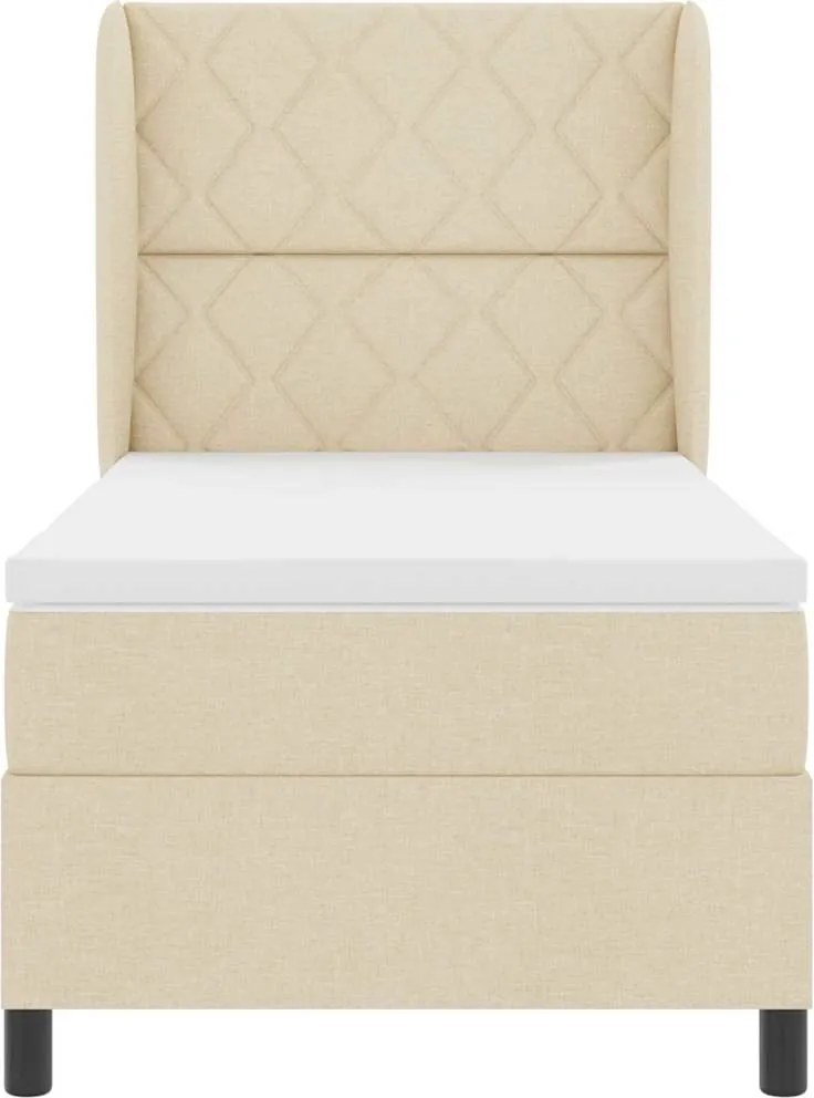 Postel s boxspringem s čelo Krémová 100 x 200 cm textil 3340618