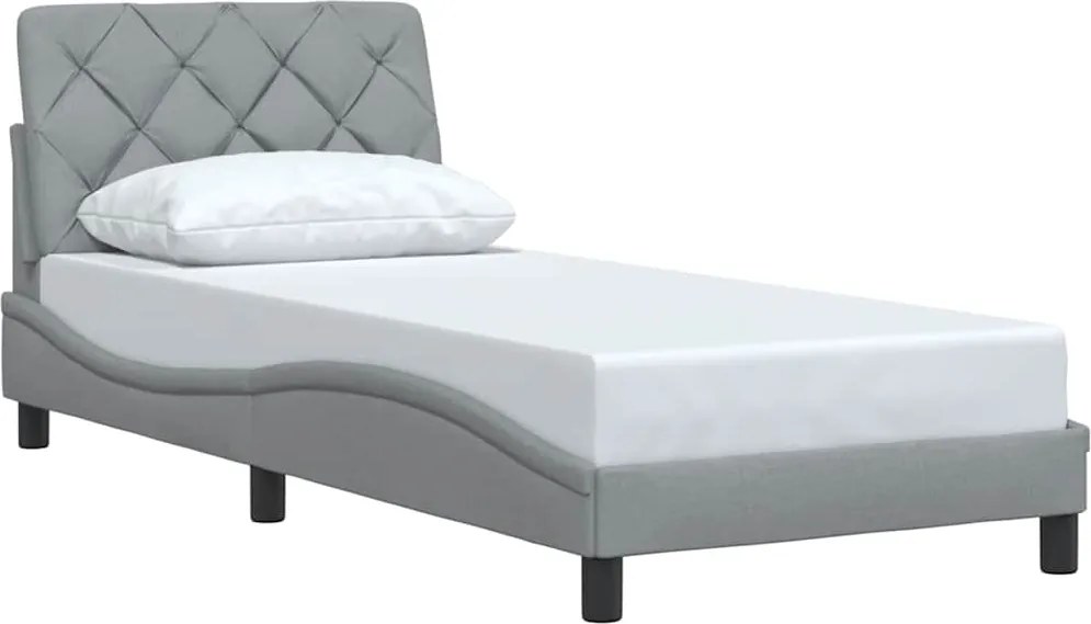 Rám postele bez matrace světle šedý 90 x 200 cm textil 3310573