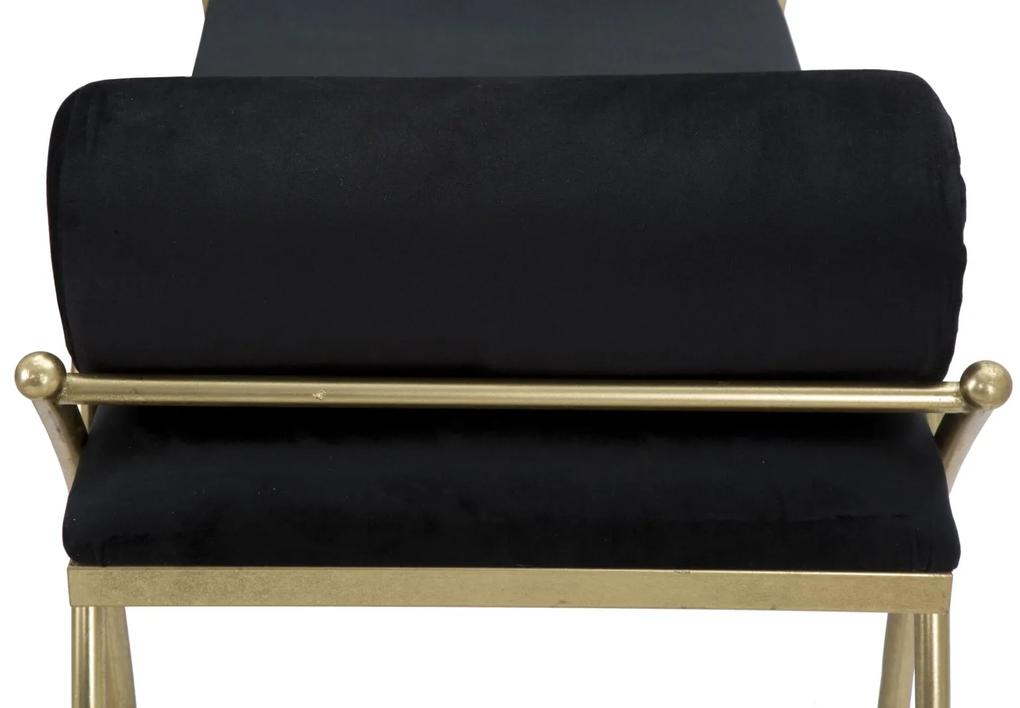 Sametová lavice Mauro Ferretti Ribar 112,5x49x53 cm, zlatá/černá