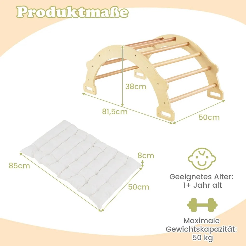 Costway 2-in-1 obloukový rocker s polštářem Oboustranný lezecký oblouk Natural