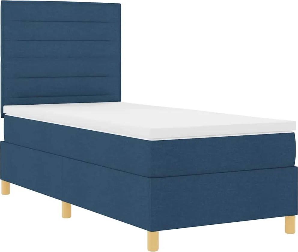 Postel s boxspringem s matrací s čelo Modrá 90 x 190 cm textil 3339510