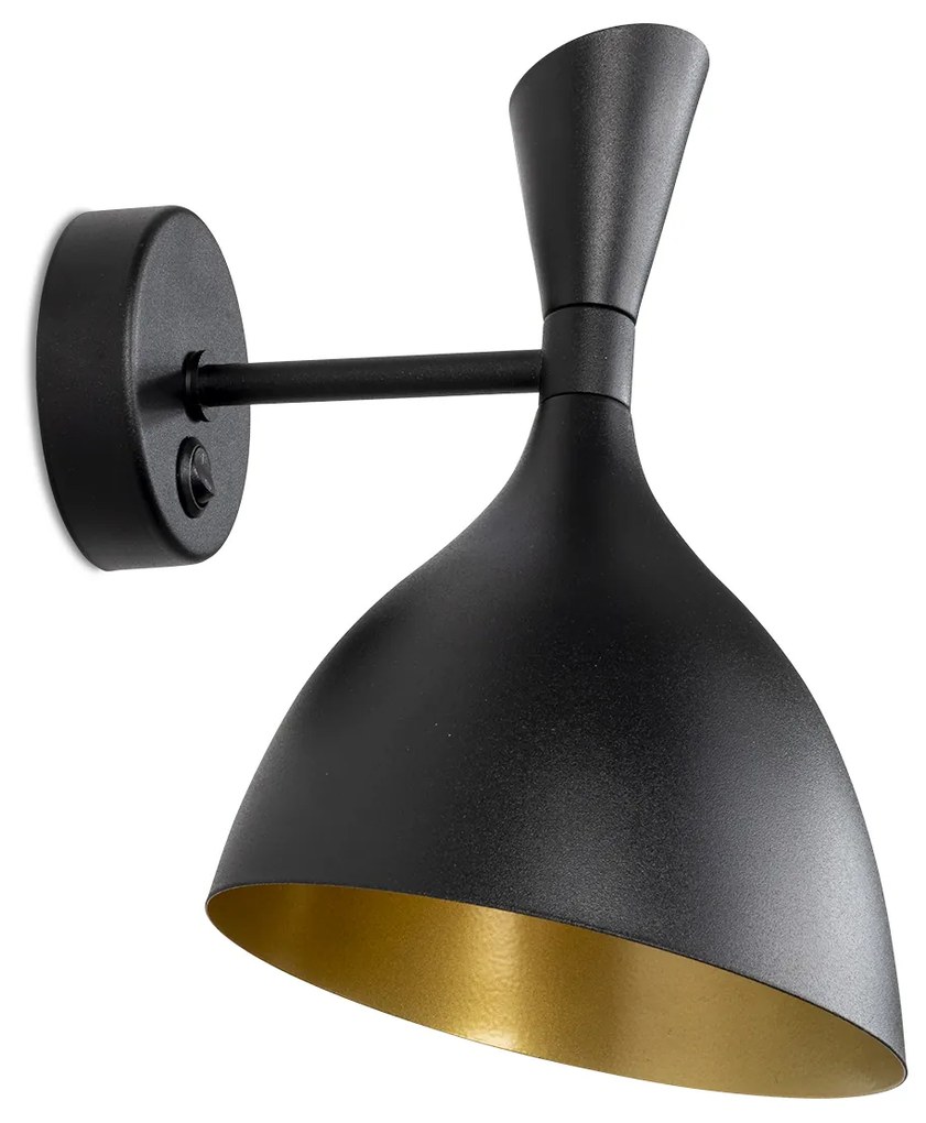 Light for home - Nástěnné svítidlo v černém provedení 10411 "TURIN", 1x40W, E14, černá, zlatá