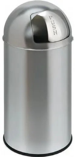 Kovový odpadkový koš s klapkou PUSH-BOY chrom 40l