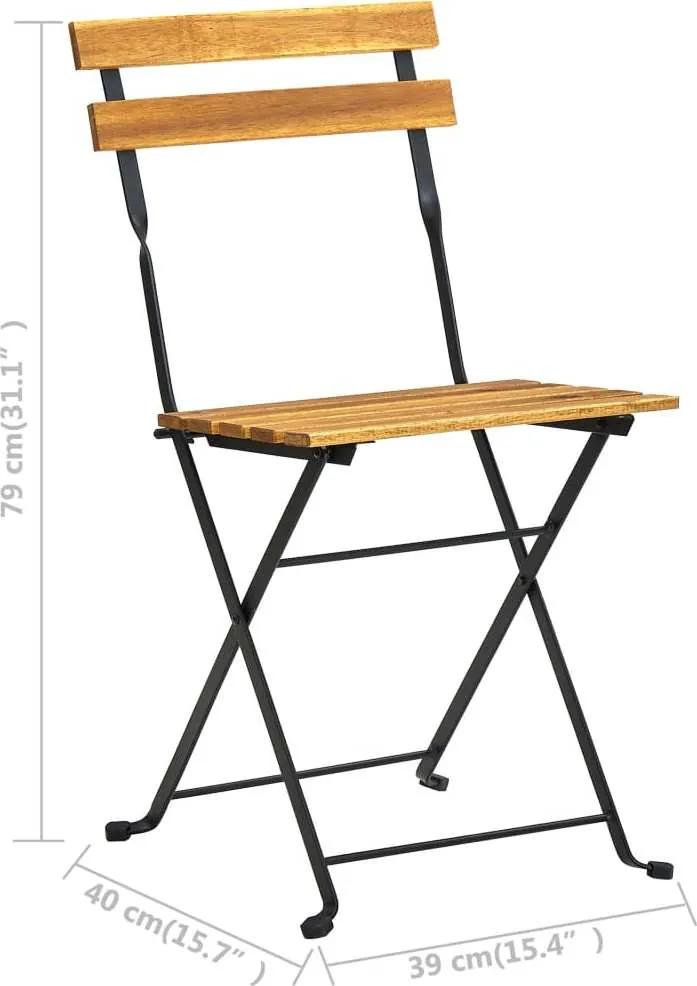 vidaXL Skládací bistro židle 4 ks masivní akáciové dřevo a ocel [313161] Barva: Bílá