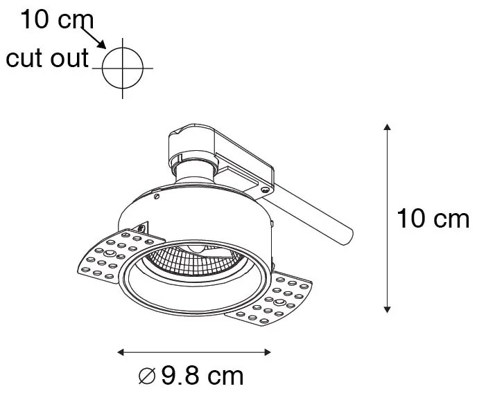 Sada 6 moderních zapuštěných bodových světel bílá bez okrajů - Impact 70