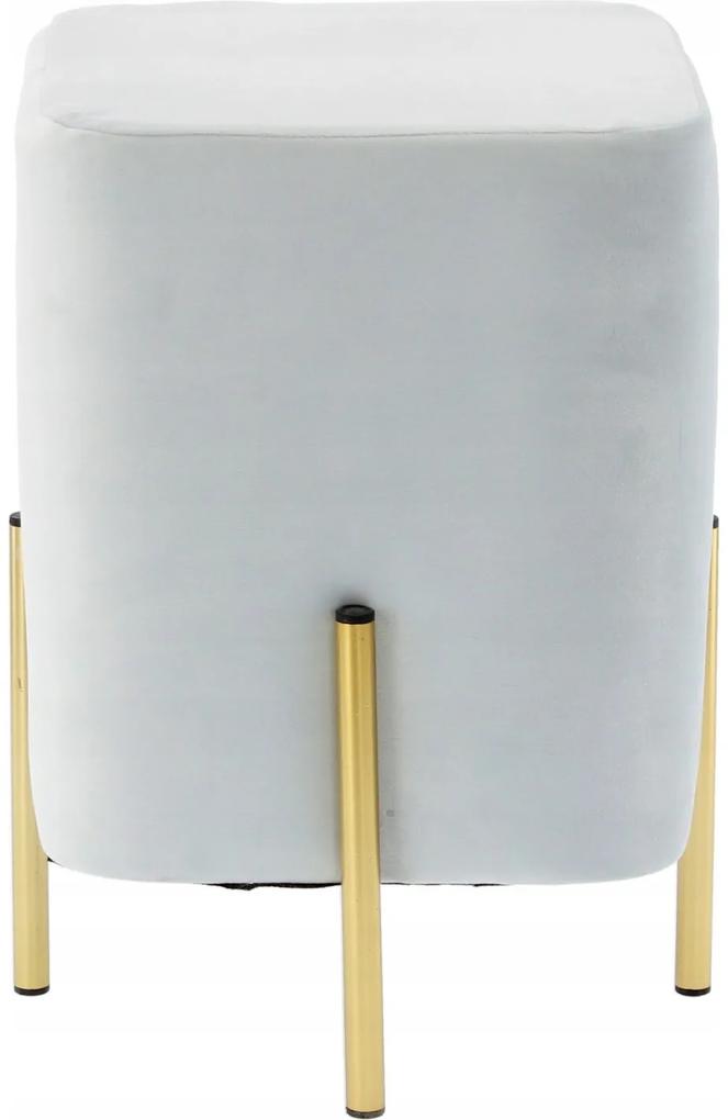 ROGU SUPPLIES sametová taburetka ve tvaru kostky - šedá barva