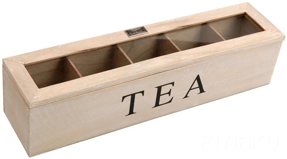 Dřevěná krabička na čaj TEA, 5 přihrádek (8718158581501) | BIANO