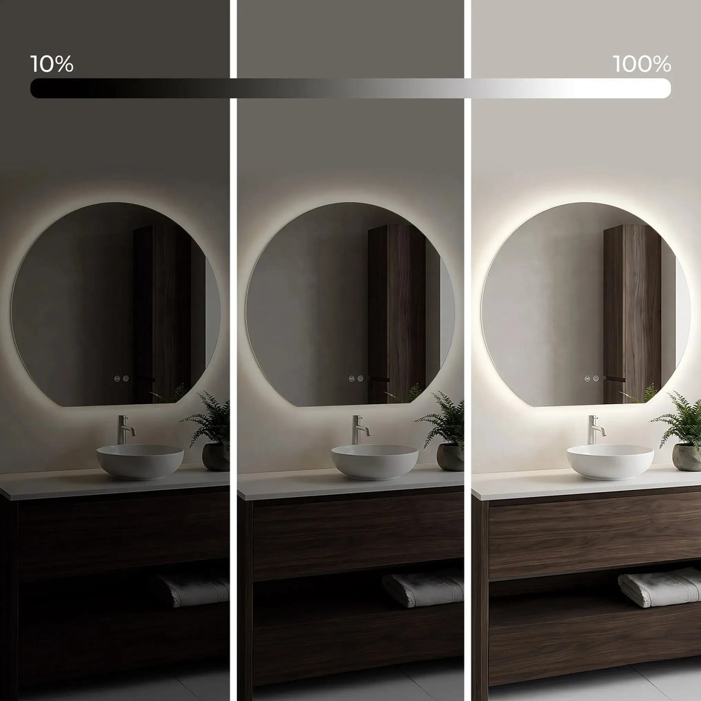 Rea Zrcadlo ⌀70 cm s vyhříváním a regulovatelným LED osvětlením HOM-00909