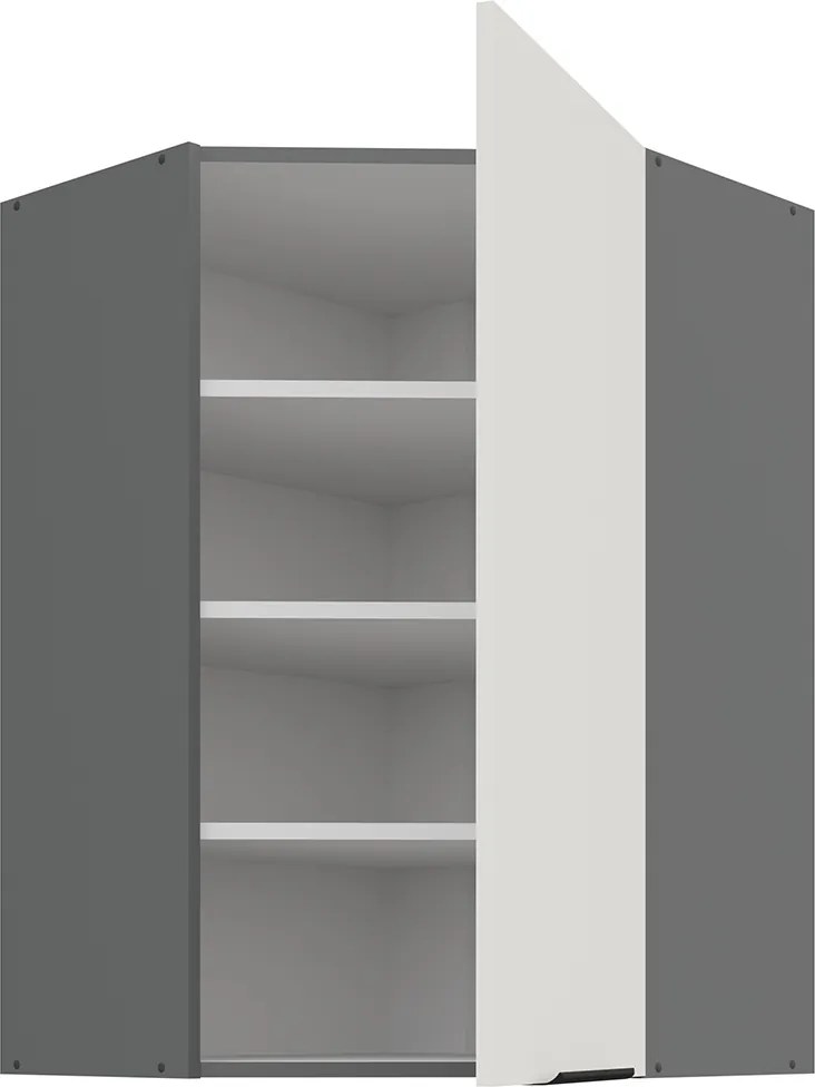 ARIA aw | horní kuchyňská skříňka 60x60 GN-90 1F (45°) rohová s policemi | 60x60 cm | VYSOKÁ | antracit/bílá