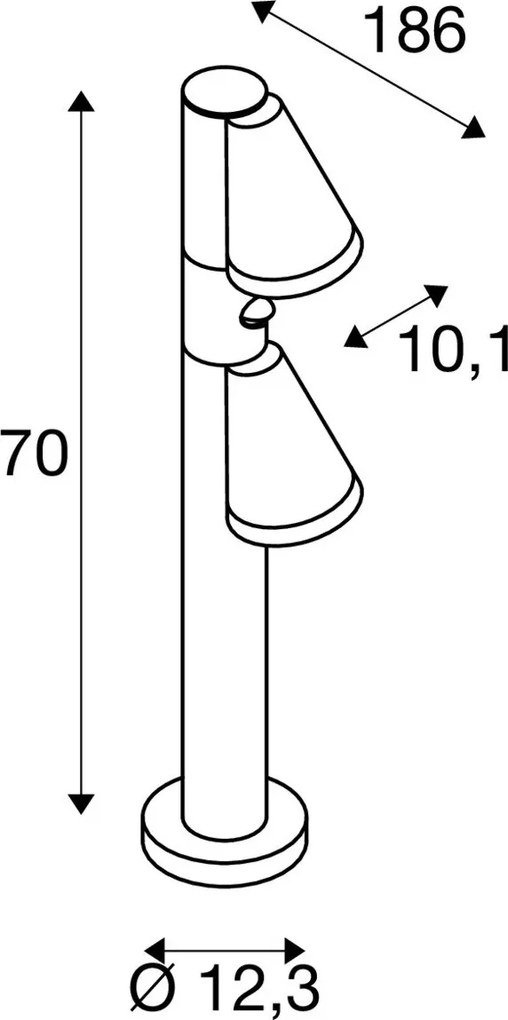 LA 1008015 T-TUBE 70 POLE venkovní stojací svítidlo, GU10, dvojité, senzor, IP44, max. 10 W, černé - BIG WHITE (SLV)