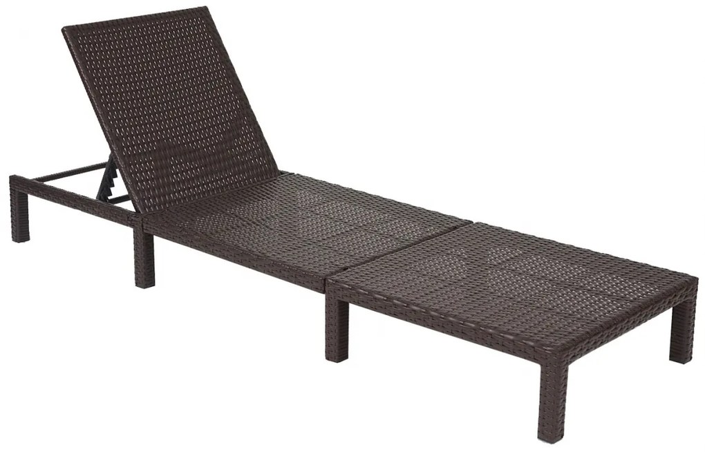 Zahradní lehátko HWC-A51 - krémové polštáře premium 10cm - hnědá