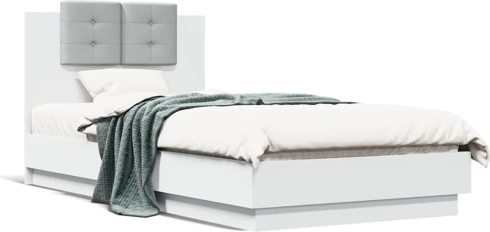 Rám postele s čelem bílý 75 x 190 cm kompozitní dřevo 3209975