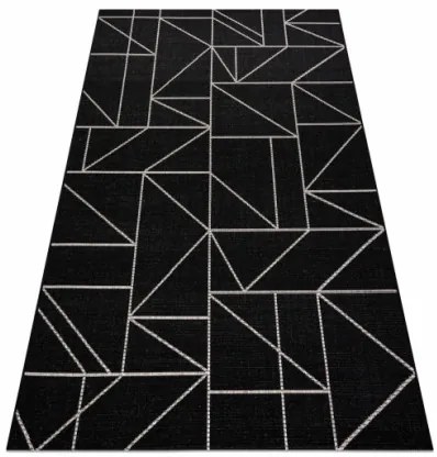 Koberec SIZAL FLOORLUX 20605 geometrický - černý / stříbrný