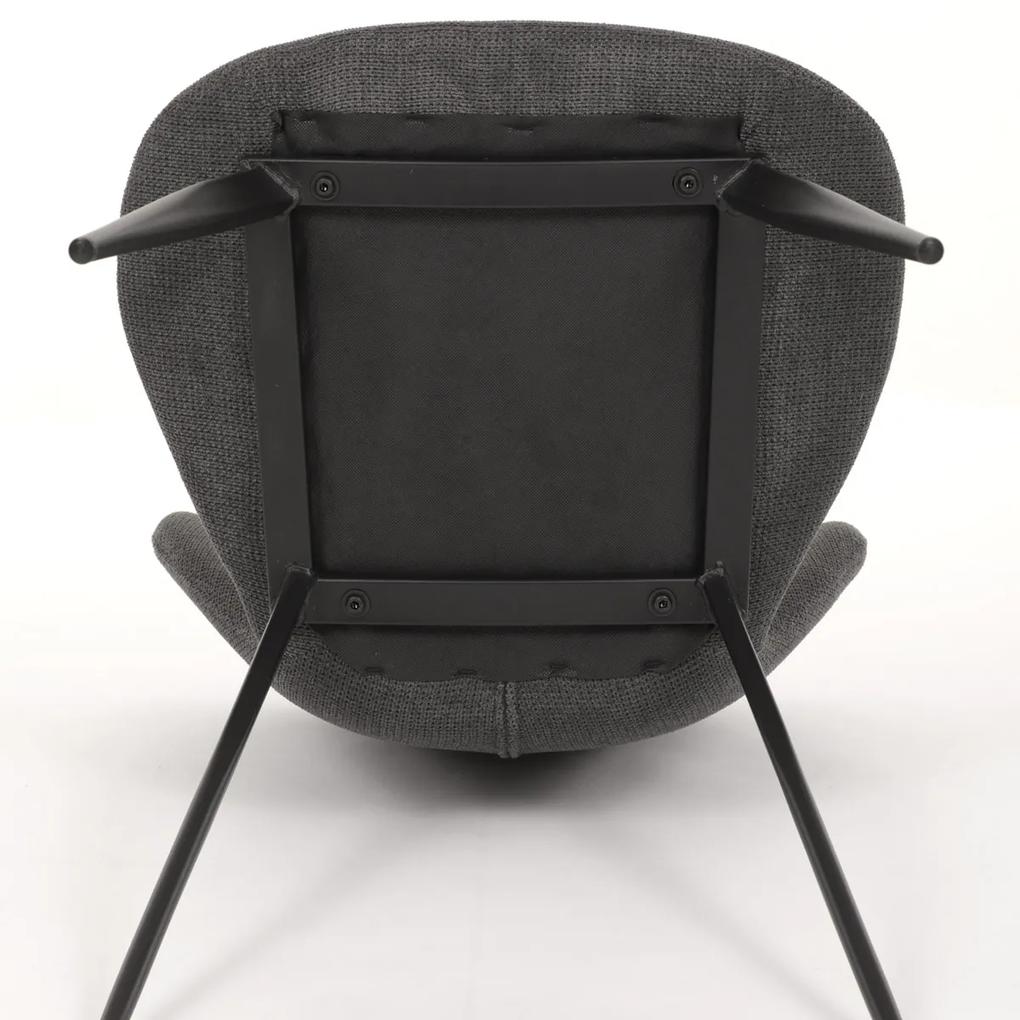 Židle jídelní, šedá látka, černá kovová podnož