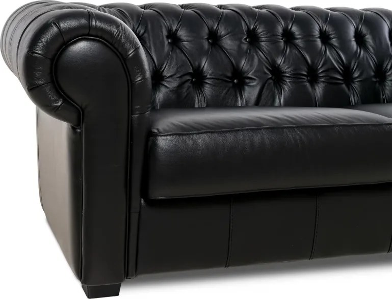 Kožená pohovka CHESTERFIELD - 2P, šedá (Rimini)