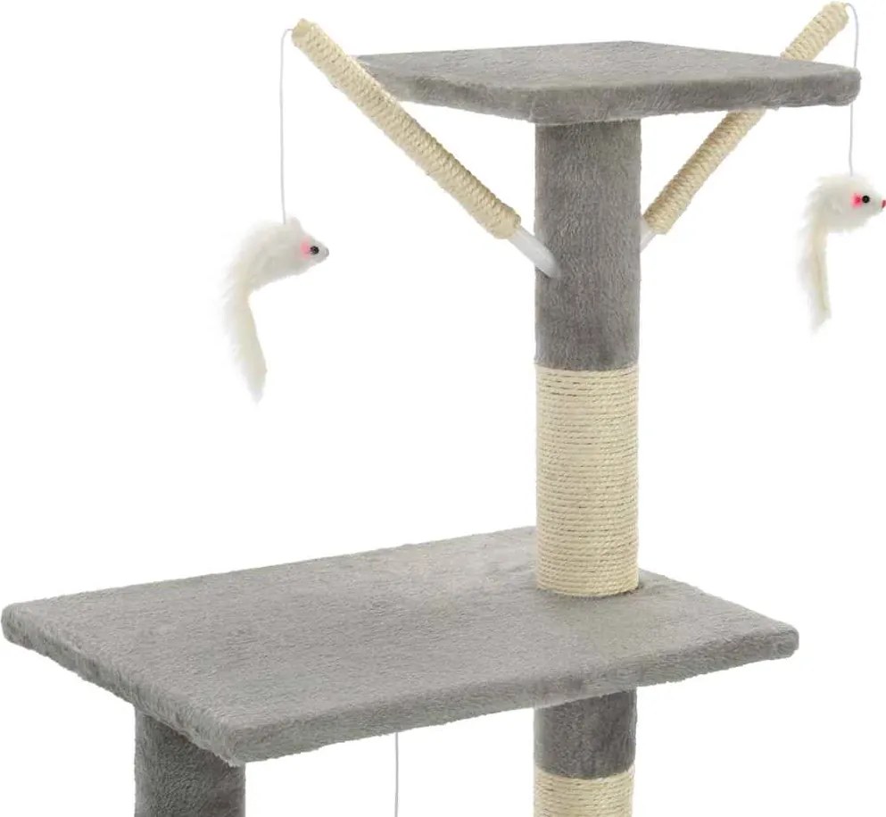 Škrabadlo pro kočky se sisalovými sloupky 138 cm šedé 170578