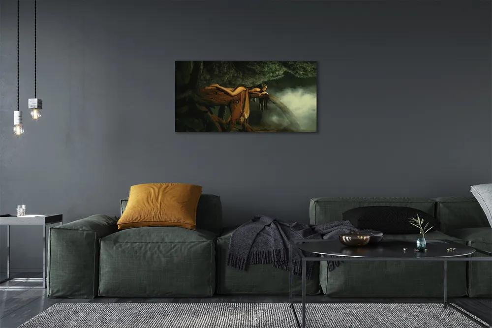 Obrazy na plátně Žena strom mraky 120x60 cm