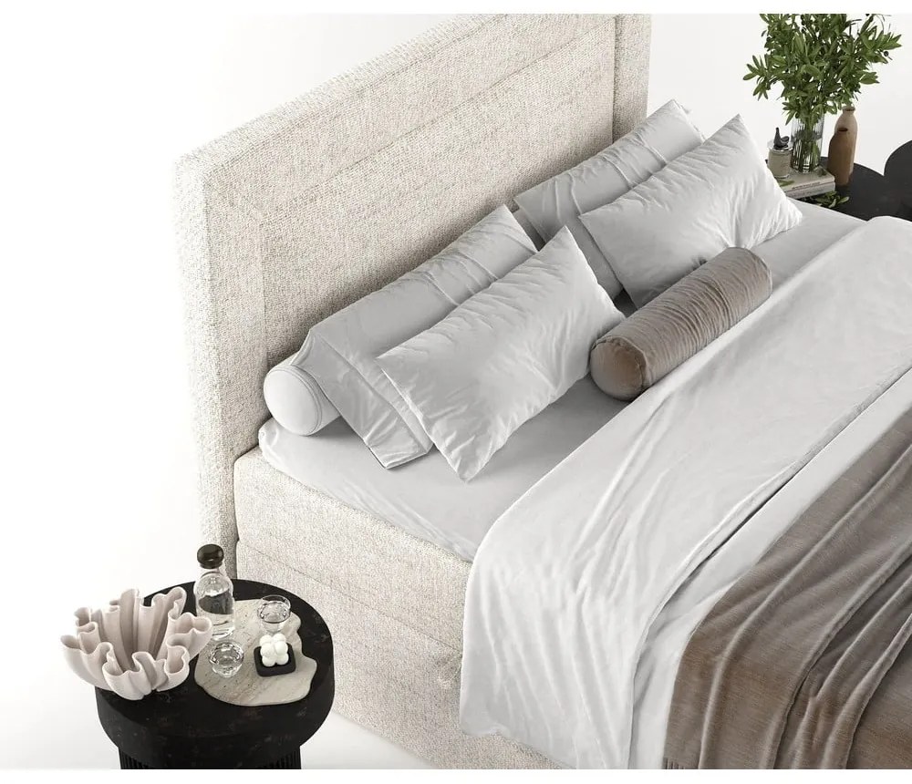 Krémová boxspring postel s úložným prostorem 180x200 cm Imagine – Maison de Rêve