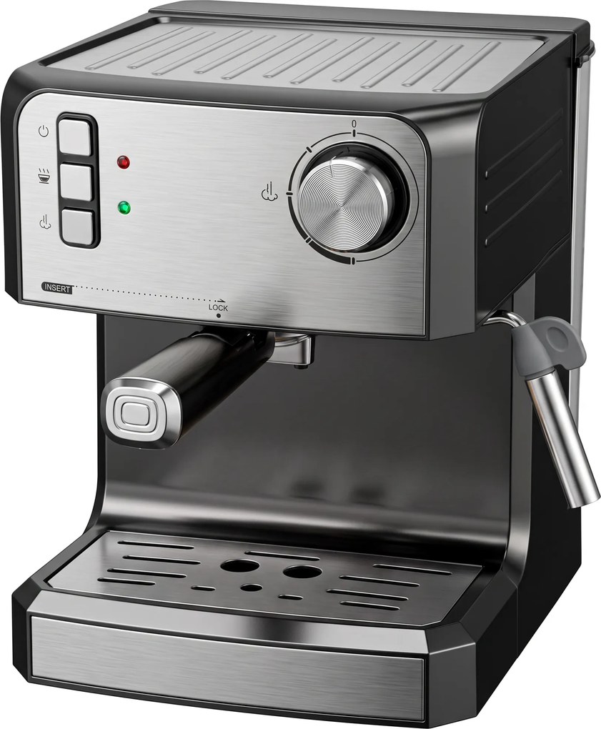 HOMCOM Espresso stroj, 20-bar kávovar s tryskou na našlehání mléka, 1,6 l nádrž na vodu, černý