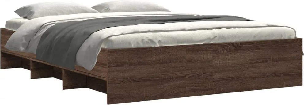 Rám postele bez matrace hnědý dub 150 x 200 cm kompozitní dřevo 3295652
