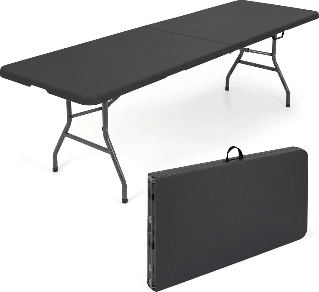 Costway Zahradní stůl skládací s rukojetí XXL pro 10 osob – 244 × 75 cm