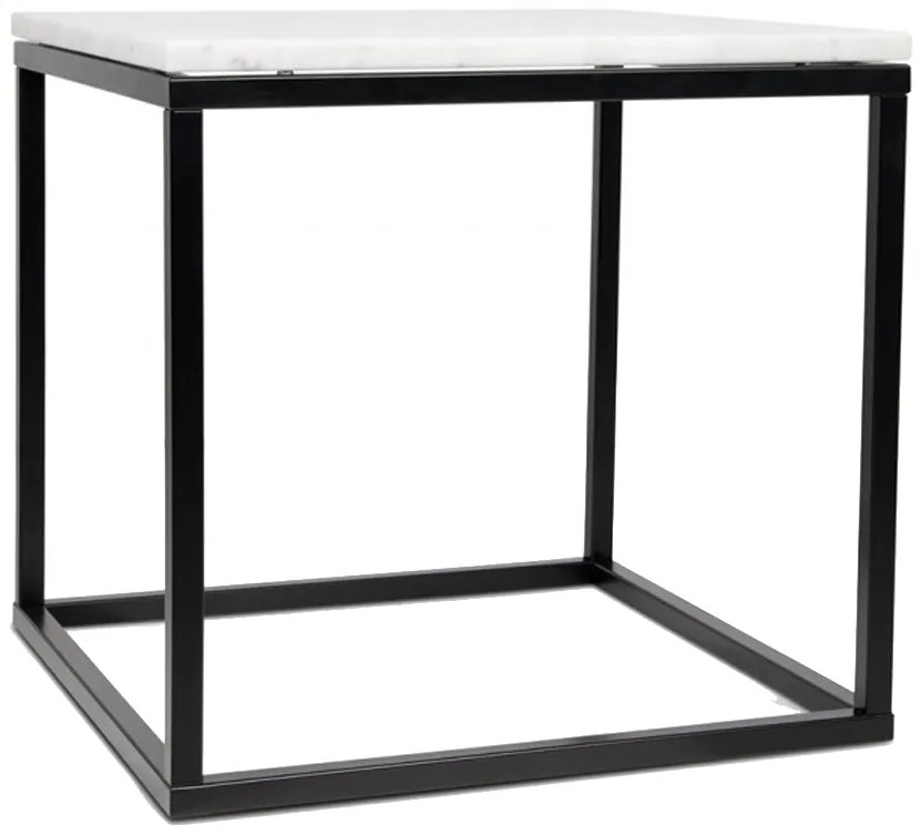 Odkládací stolek Xanti, černá podnož, mramor, bílá