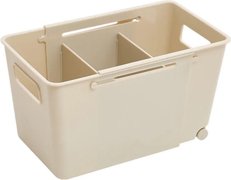 5Five® Úložný koš EXTENS - M, béžový, nastavitelný, s kolečky, 27-38,5 × 15 × 15 cm