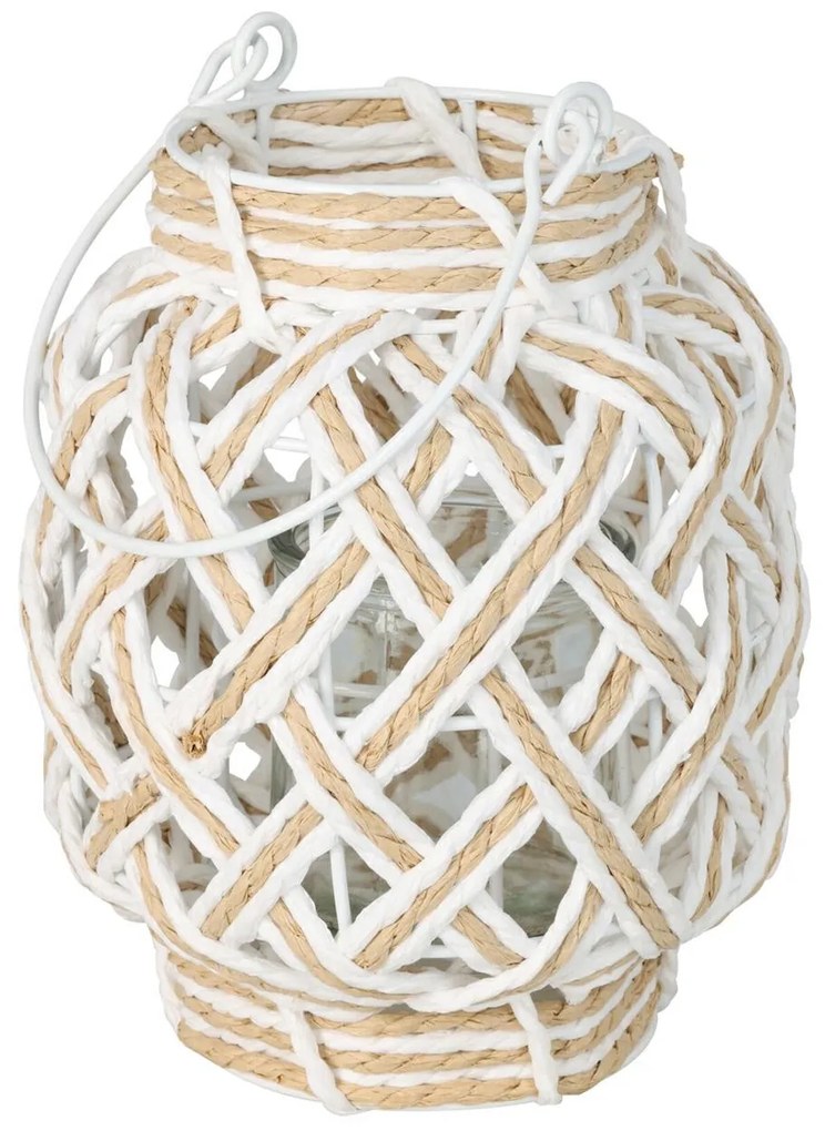 LAMPÁŠ BOHO 20X16 CM BÍLÁ/HNĚDÁ