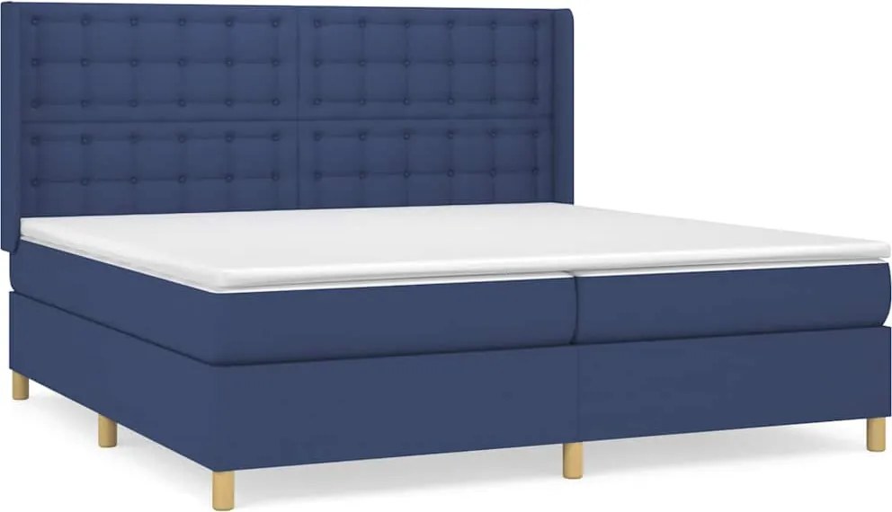 Box spring postel s matrací modrá 200x200 cm textil 3132343