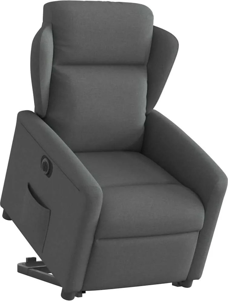 Elektrické zvedací polohovací křeslo tmavě šedé textil 3303155