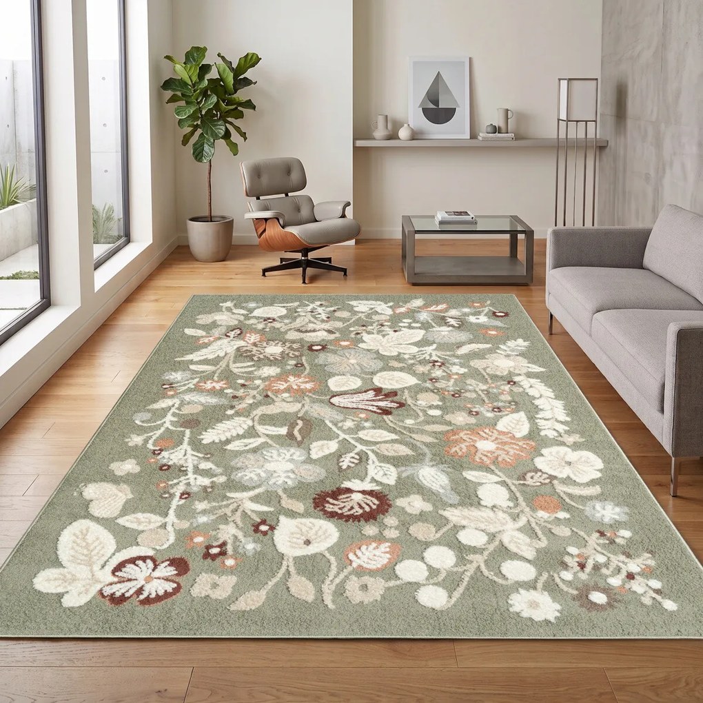 Angel Carpet, Kusový koberec Aurora 25 Green, 80x150, zelená, kancelář