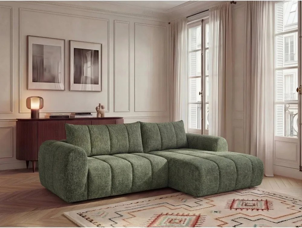Zelená rohová pohovka (pravý roh/s lenoškou) Nesty – Bobochic Paris